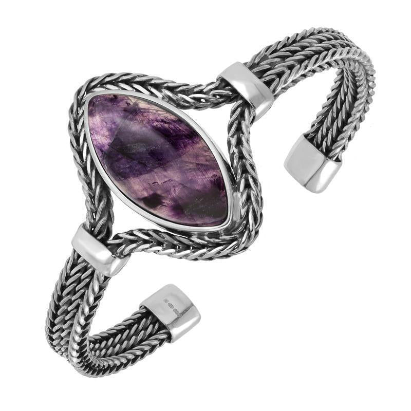 Sterling Silver Blue John Marquise Foxtail Bangle | British Diamond Company