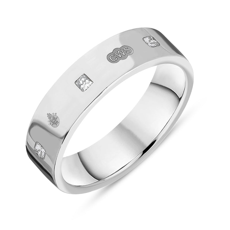 18ct White Gold 0.24ct Diamond Queen's Jubilee Hallmark Princess Cut 5 ...