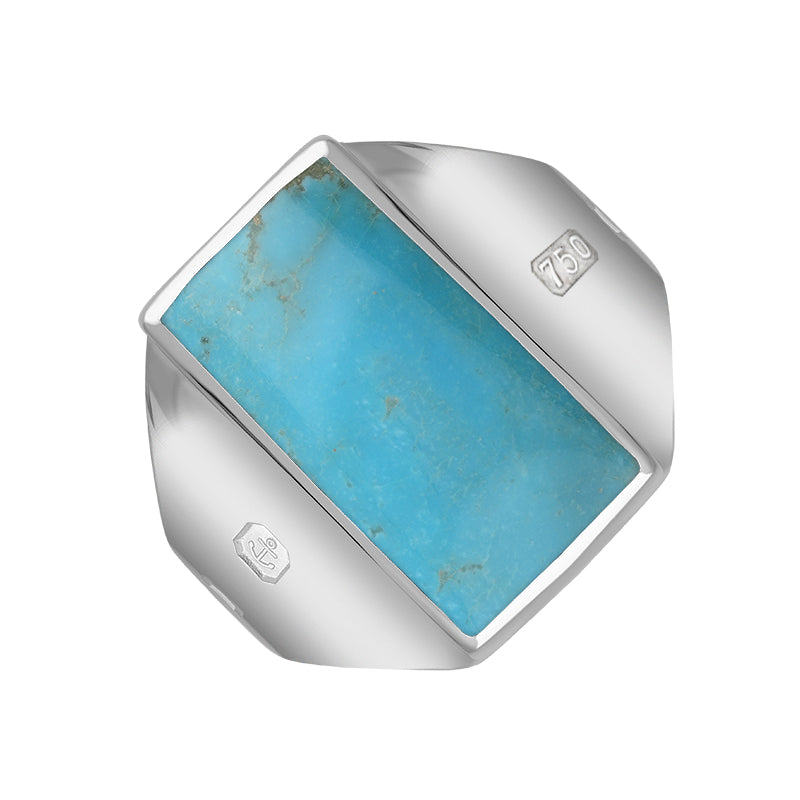 18ct White Gold Turquoise Hallmark Small Oblong Ring | British Diamond ...