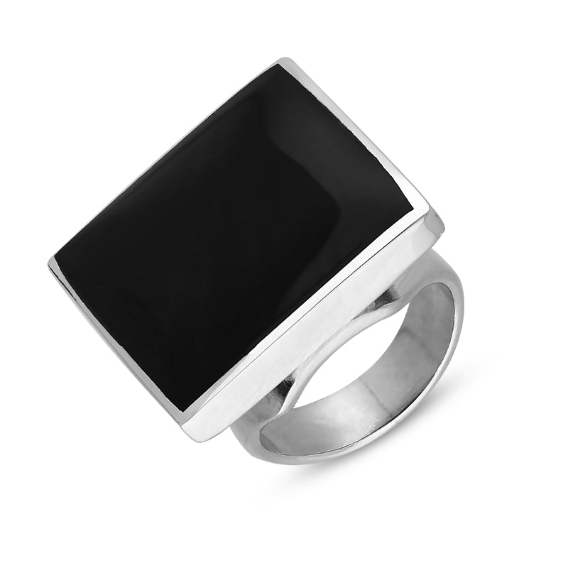 18ct White Gold Whitby Jet Hallmark Medium Square Ring | British ...