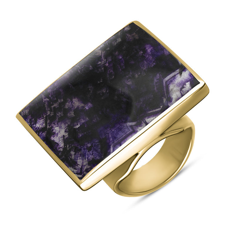 18ct Yellow Gold Blue John Hallmark Large Square Ring | British Diamond ...