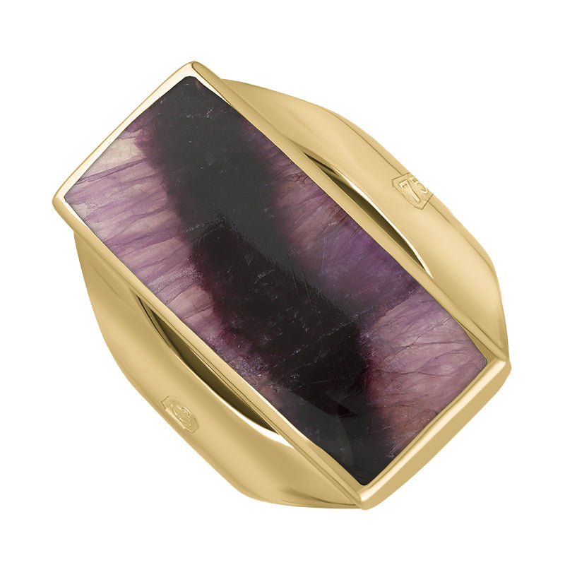 18ct Yellow Gold Blue John Hallmark Medium Oblong Ring | British ...