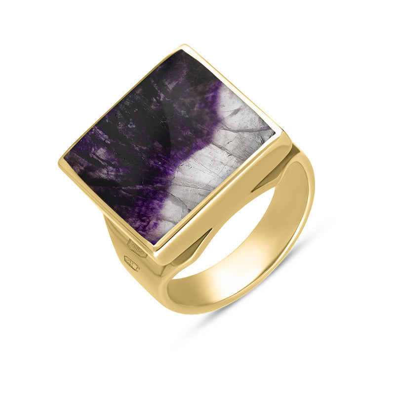 18ct Yellow Gold Blue John Hallmark Small Square Ring | British Diamond ...
