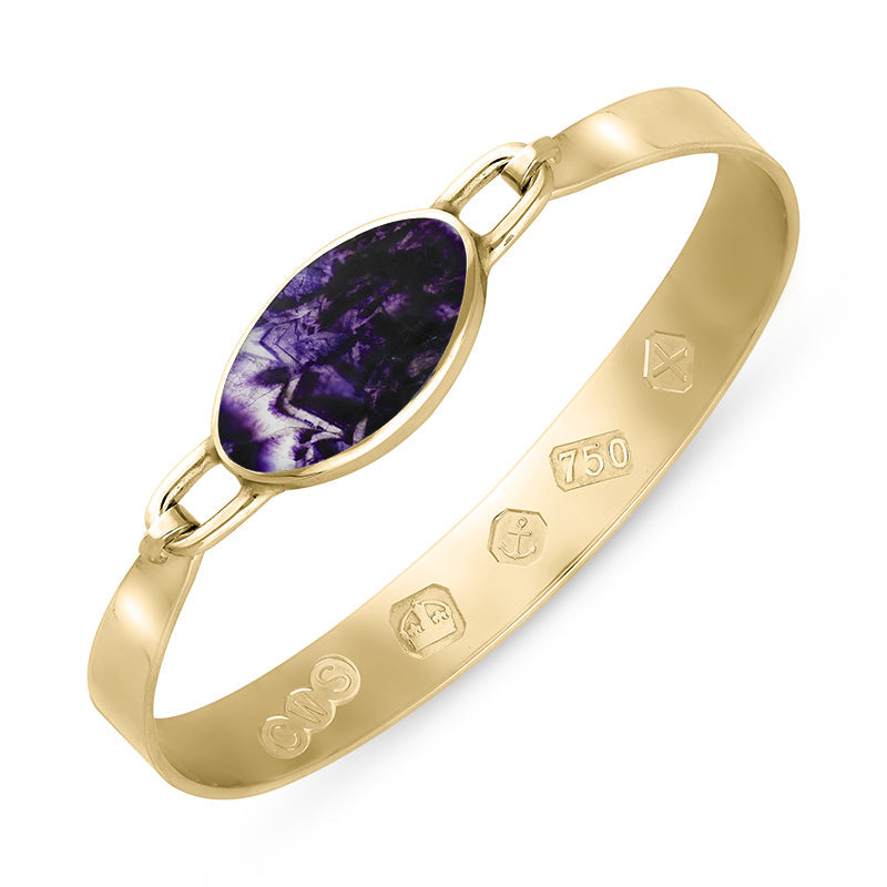 18ct Yellow Gold Blue John Hallmark Wide Oval Bangle | British Diamond ...