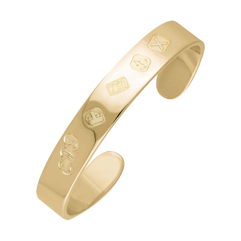 18ct Yellow Gold Hallmark Cuff Bangle | British Diamond Company