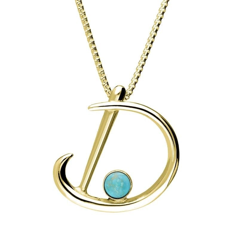 18ct Yellow Gold Turquoise Love Letters Initial D Necklace | British ...