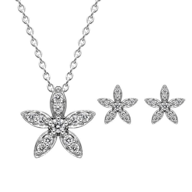 18ct White Gold Diamond Two Piece Gift Set | British Diamond Company