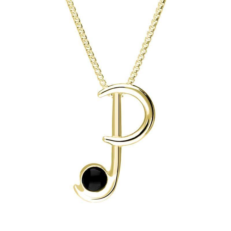 18ct Yellow Gold Whitby Jet Love Letters Initial P Necklace | British ...