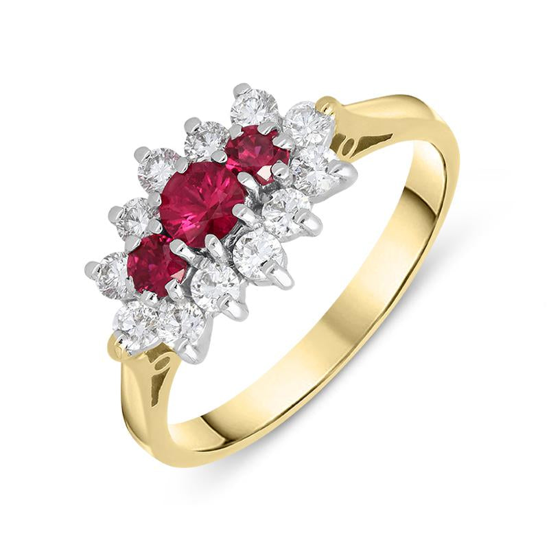 18ct Yellow Gold 0.40ct Ruby Diamond Vintage Cluster Ring | British ...