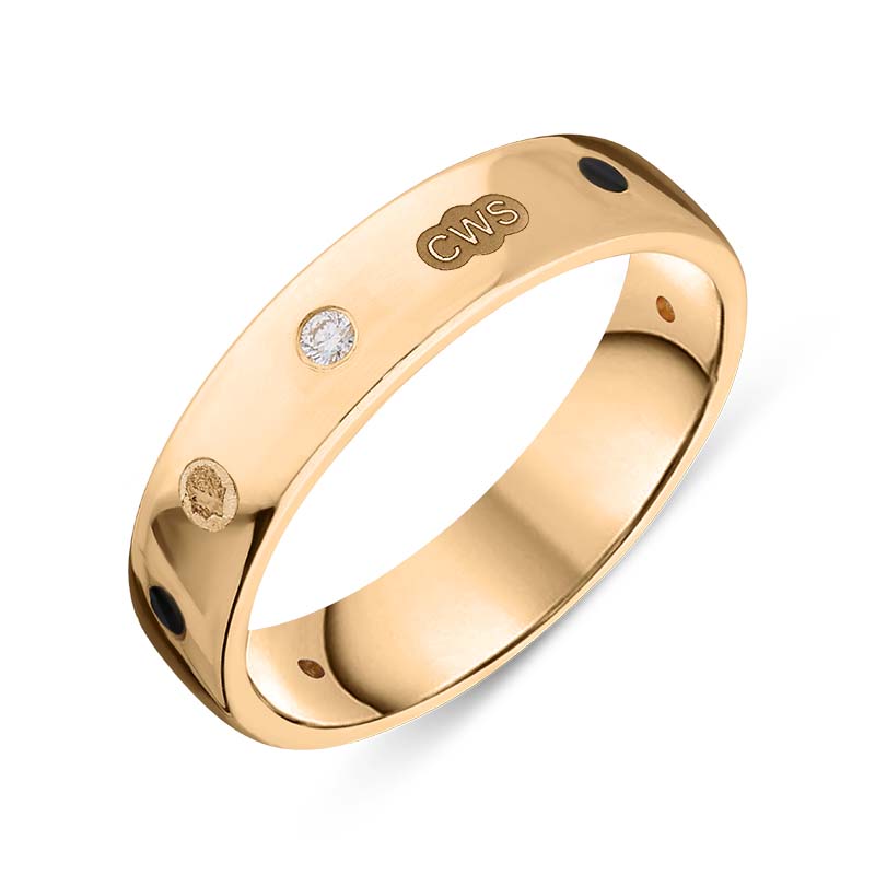 9ct Rose Gold 0.08ct Diamond Whitby Jet King's Coronation Hallmark 5mm ...