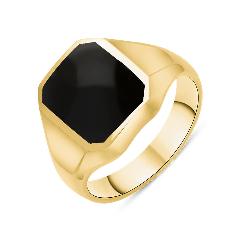9ct Yellow Gold Whitby Jet Cut Corner Signet Ring | British Diamond Company