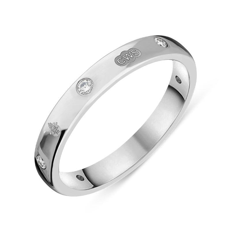 9ct White Gold 0.18ct Diamond Queen's Jubilee Hallmark 6mm Ring D ...