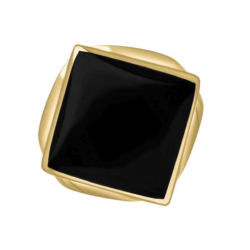 9ct Yellow Gold Whitby Jet Hallmark Small Rhombus Ring | British ...