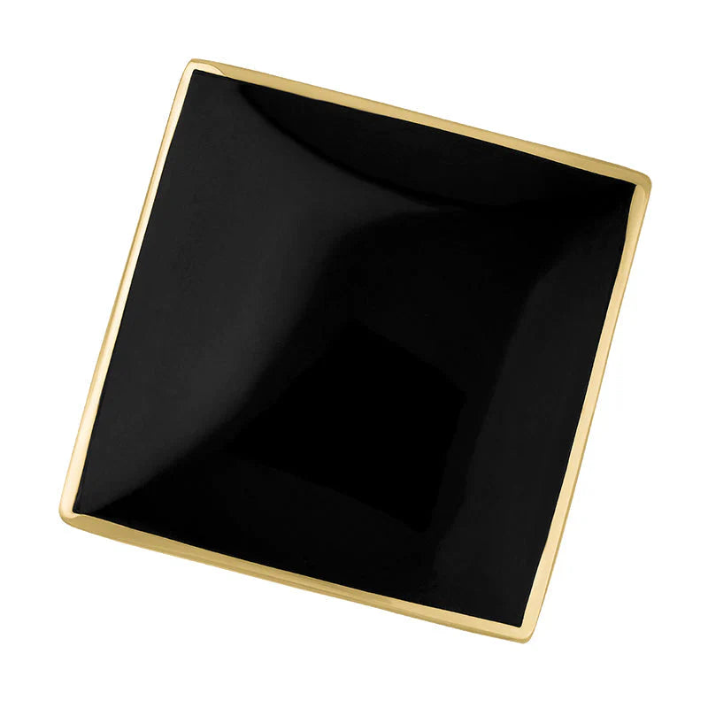 9ct Yellow Gold Whitby Jet Queen's Jubilee Hallmark Large Rhombus Ring ...