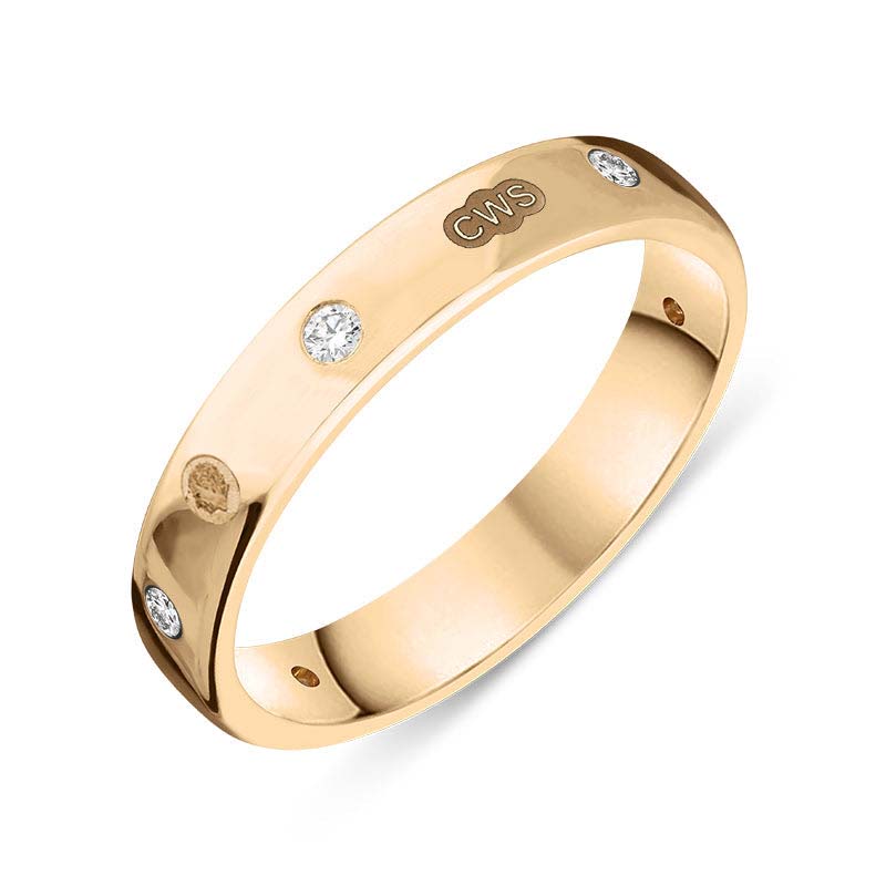 9ct Rose Gold 0.15ct Diamond King's Coronation Hallmark 4mm Ring D ...