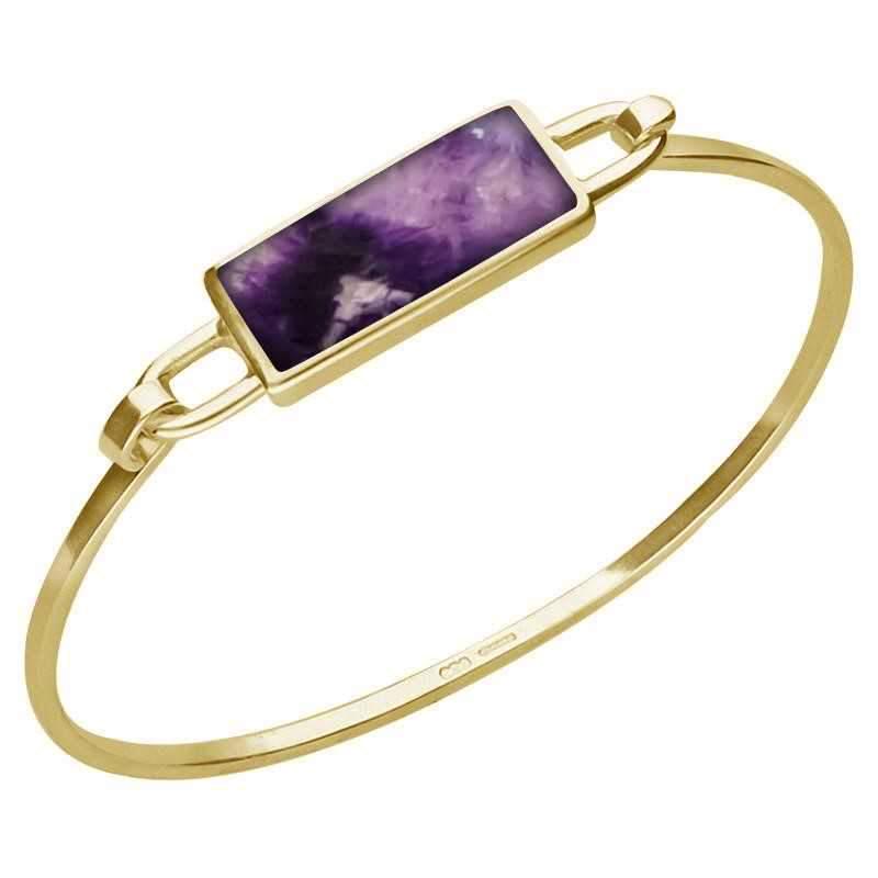 9ct Yellow Gold Blue John Slim Oblong Bangle | British Diamond Company