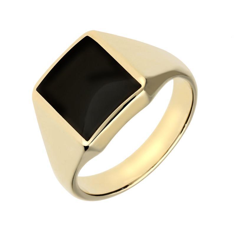 9ct Yellow Gold Whitby Jet Oblong Signet Ring | British Diamond Company