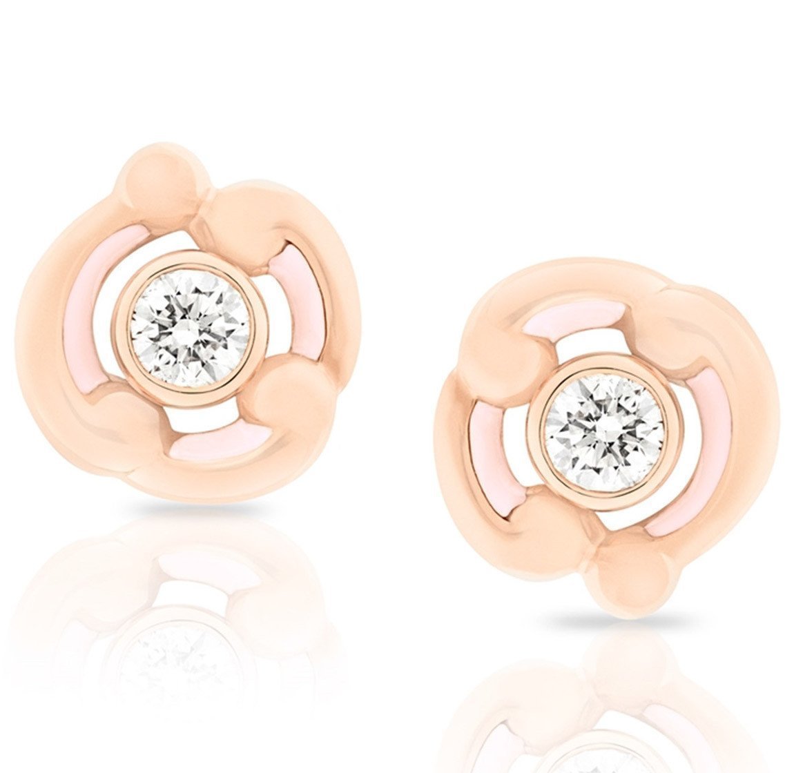 Faberge Rococo 18ct Rose Gold Diamond Pink Enamel Earrings D | British ...