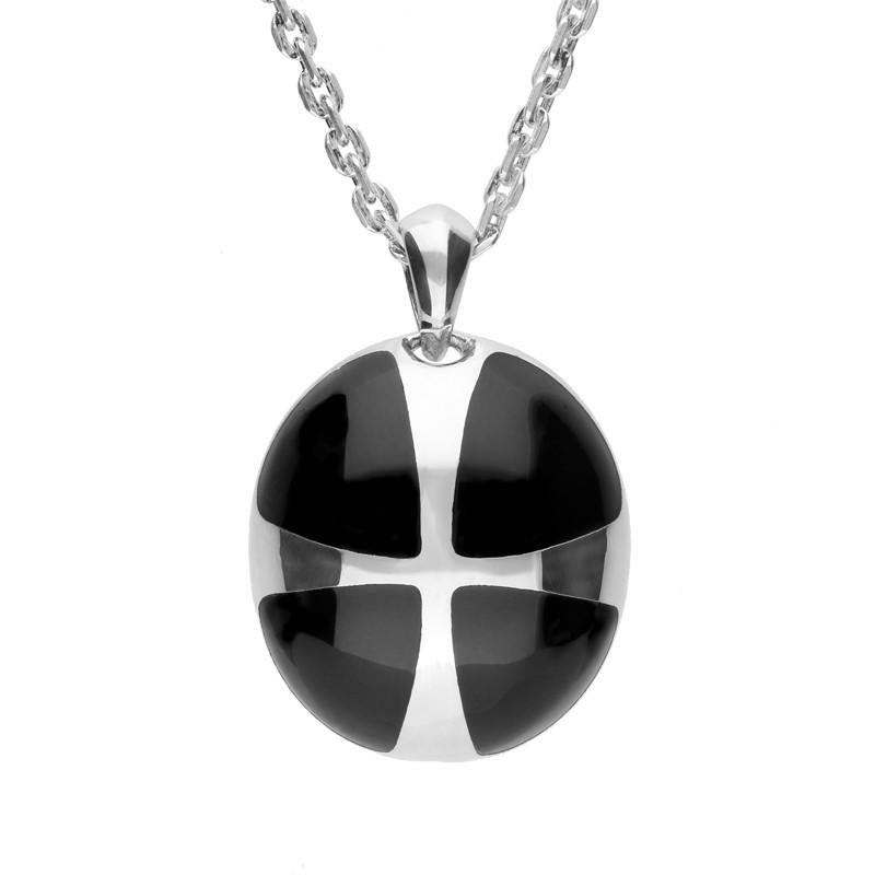 Sterling Silver Whitby Jet Cross Ball Pendant Necklace | British ...
