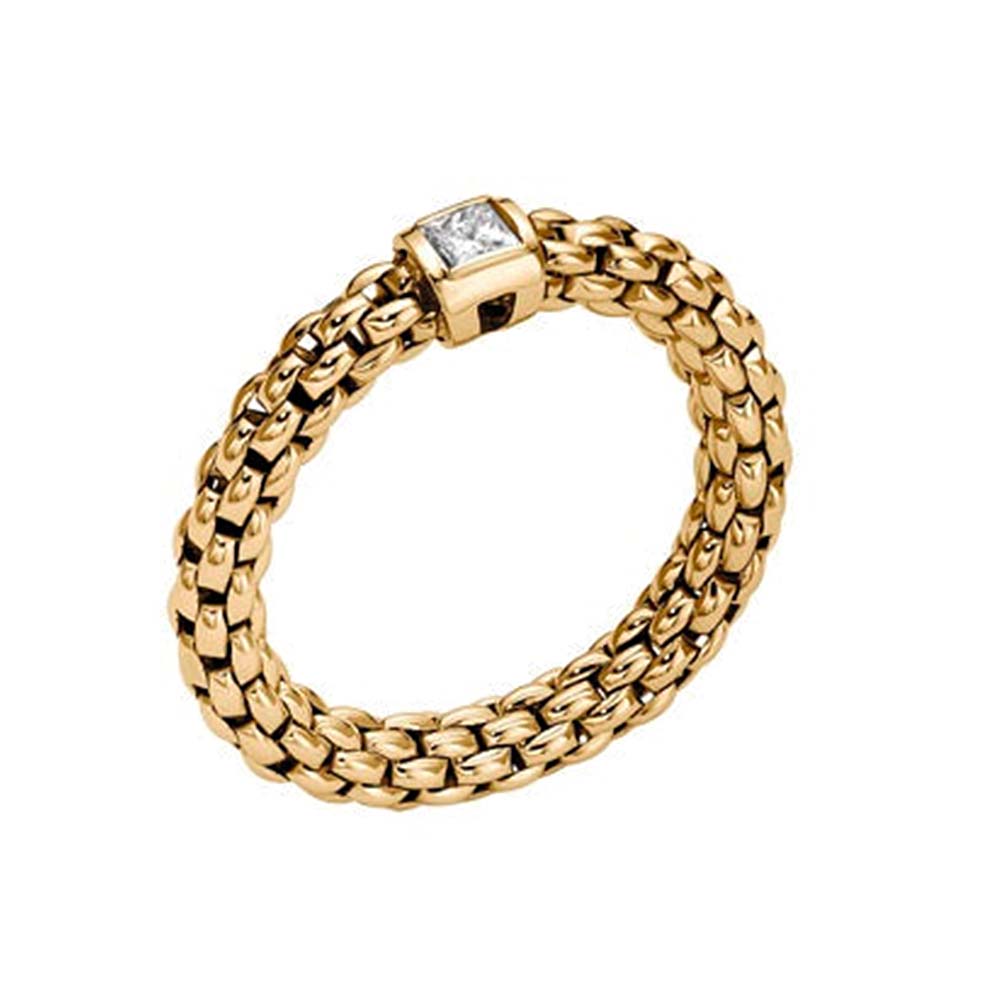 Fope Souls 18ct Yellow Gold 0.09ct Diamond Flexible Ring | British ...