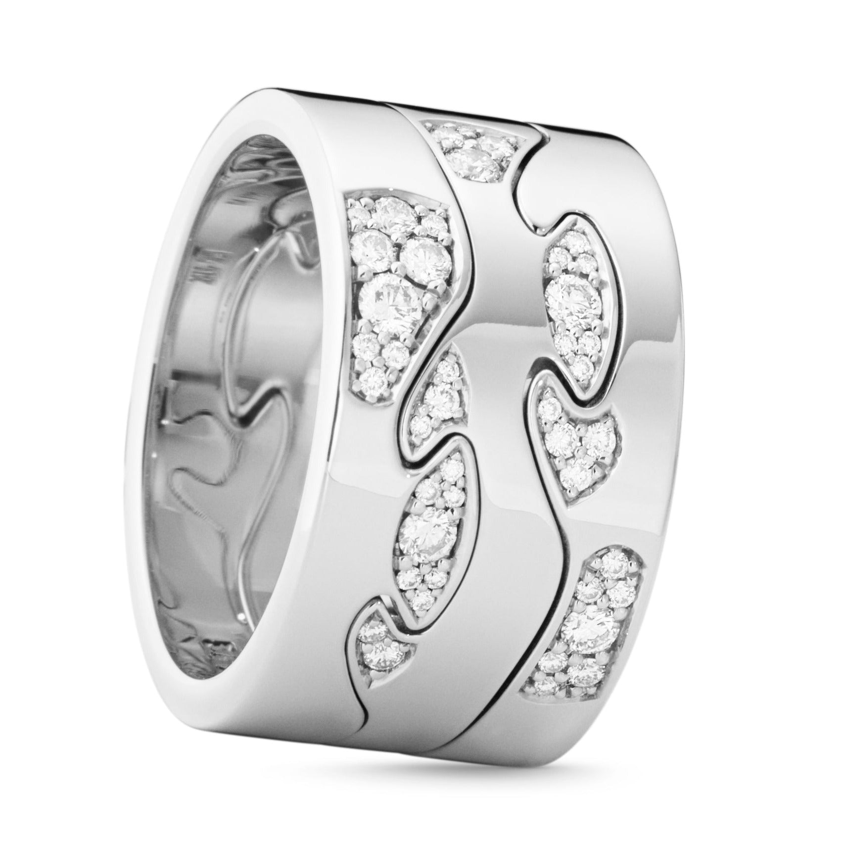 Georg Jensen Fusion 18ct White Gold Diamond Pave Three Piece Ring AA C ...