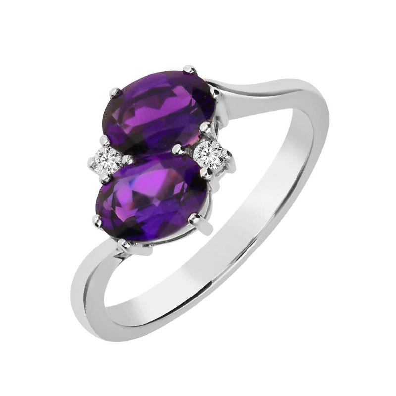 Platinum 0.44ct Amethyst Diamond Crossover Ring | British Diamond Company