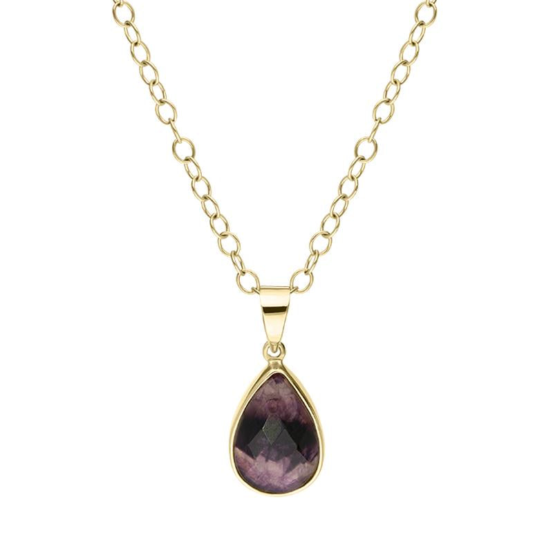 18ct Yellow Gold Blue John Oval Necklace | British Diamond Company