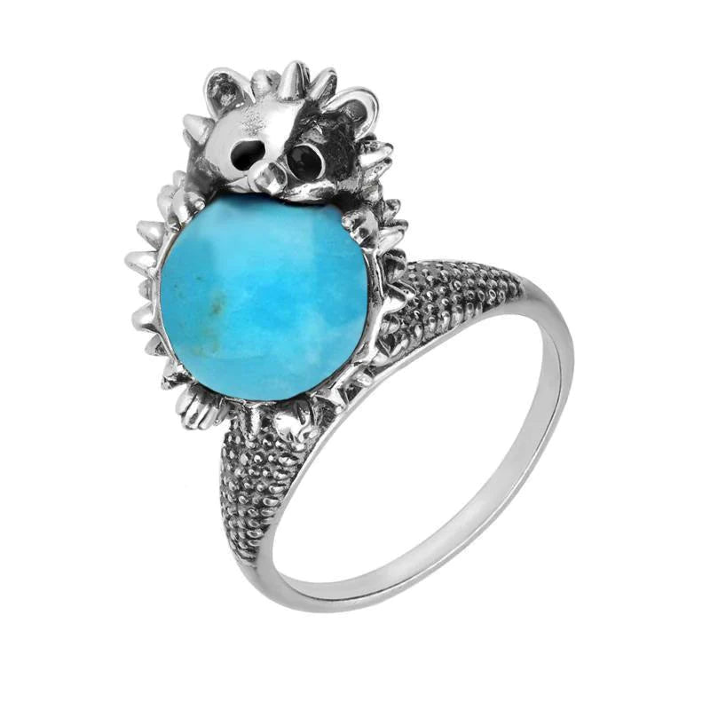 Sterling Silver Turquoise Medium Hedgehog Ring | British Diamond Company