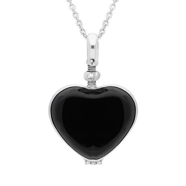 Sterling Silver Whitby Jet Glass Heart Locket | British Diamond Company