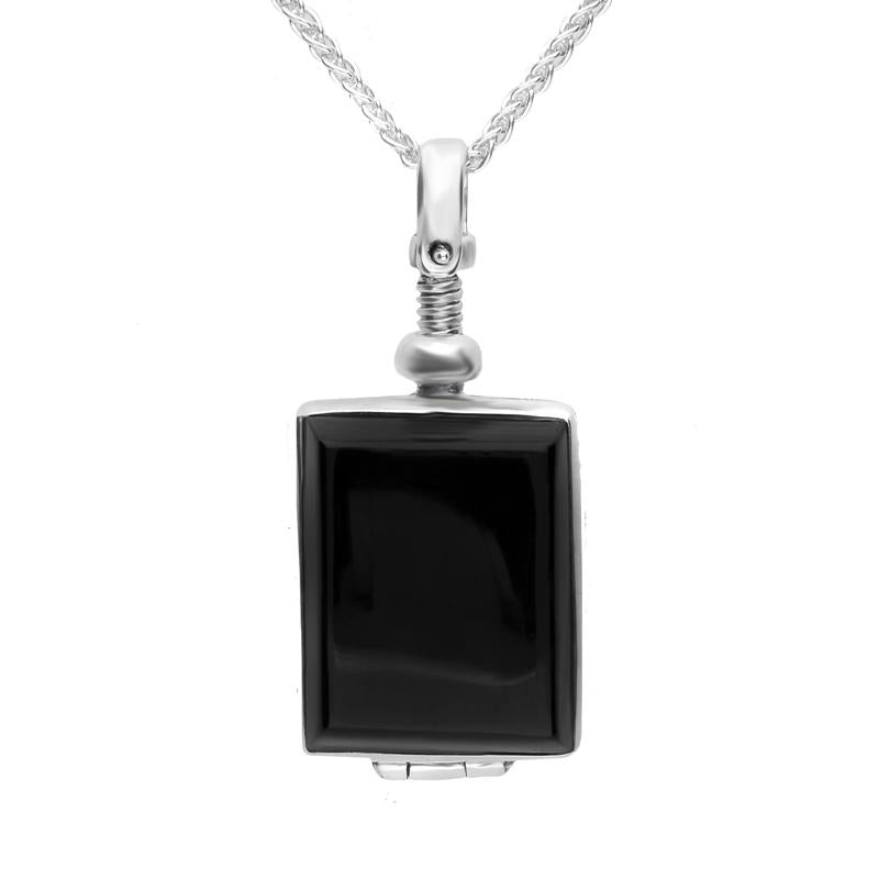 Sterling Silver Whitby Jet Glass Rectangular Locket Necklace D ...