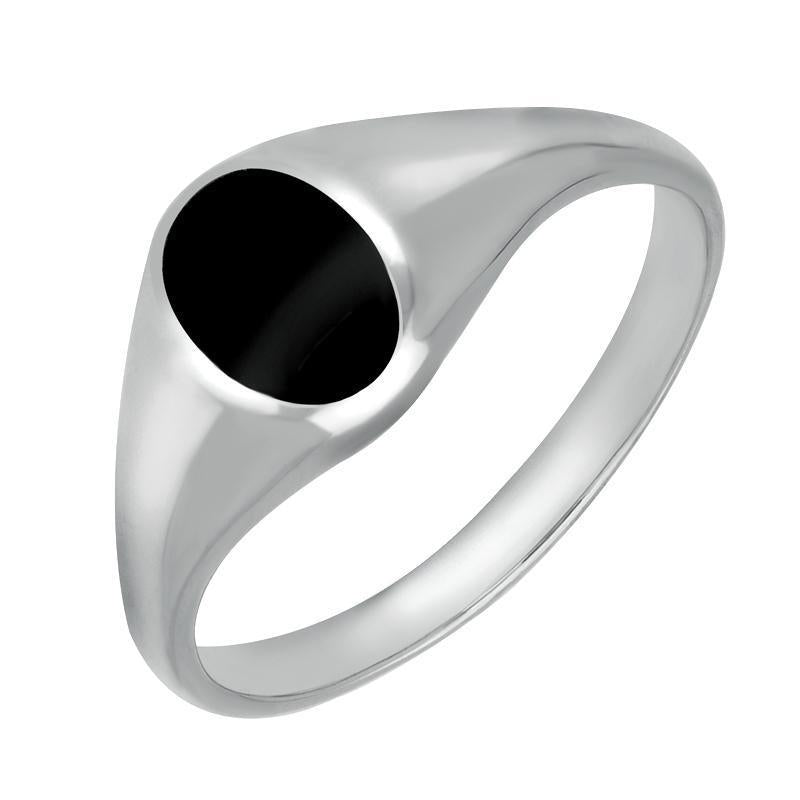 Sterling Silver Whitby Jet Small Oval Signet Ring | British Diamond Company