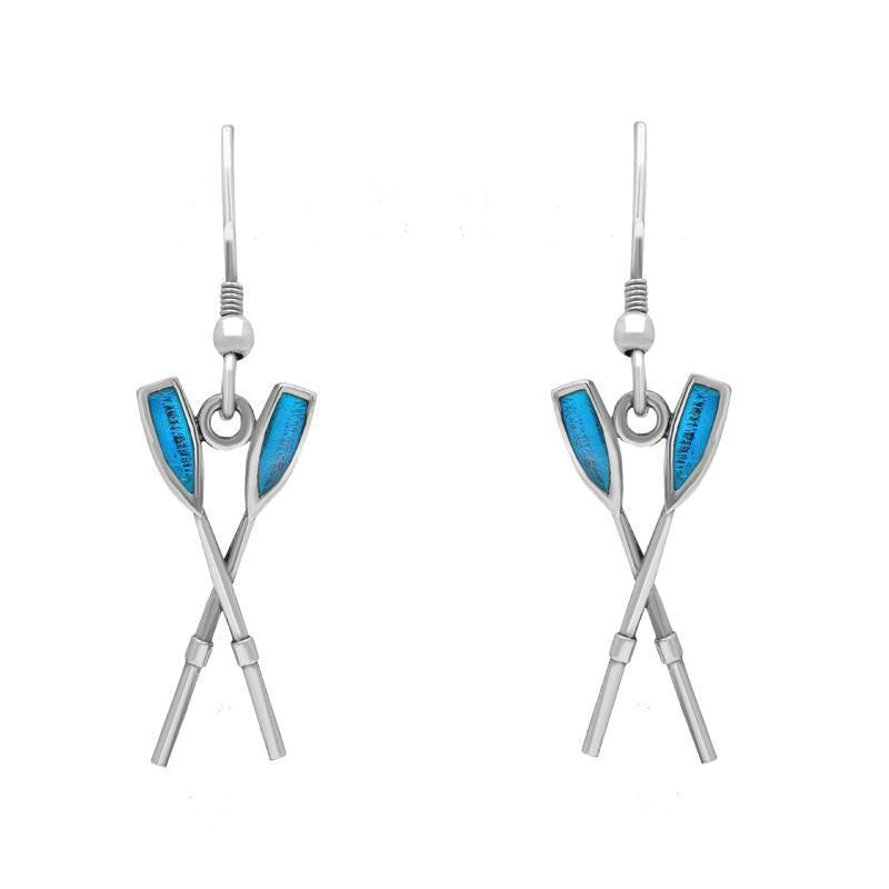 Sterling Silver Regatta Blue Oar Drop Earrings | British Diamond Company