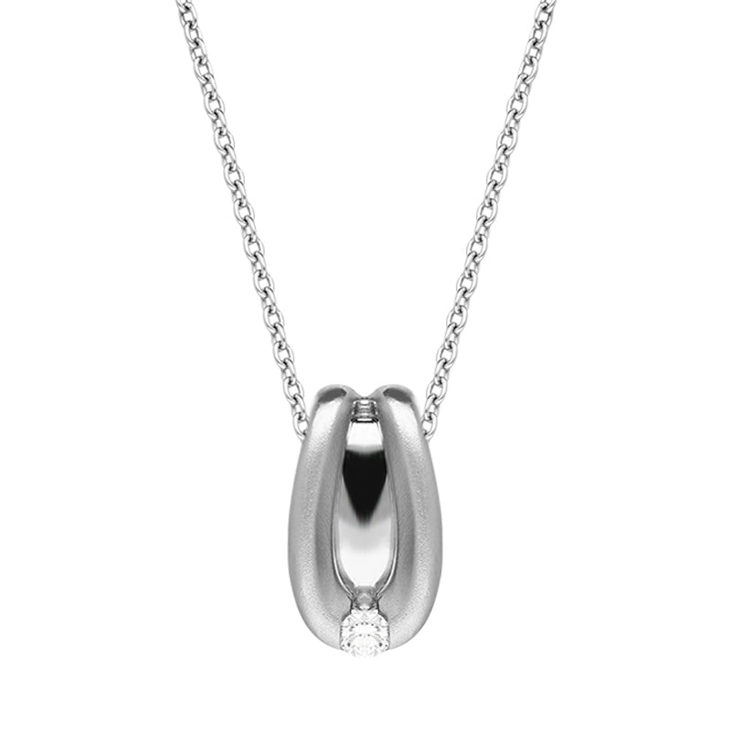 Platinum 0.10ct Diamond Satin Finish Necklace | British Diamond Company