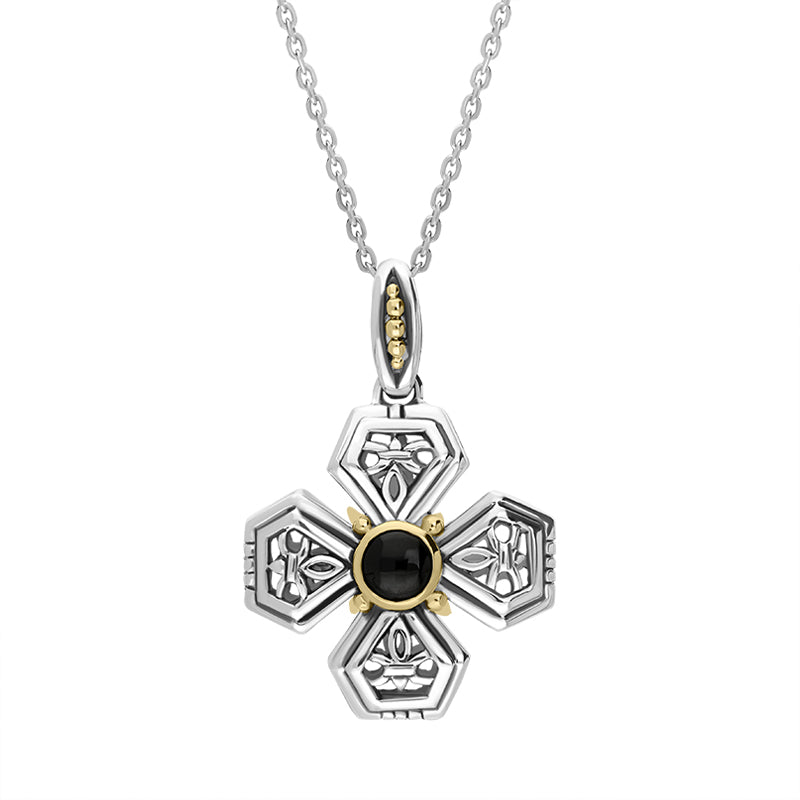 Sterling Silver Whitby Jet Flower Cross Necklace D – British Diamond ...