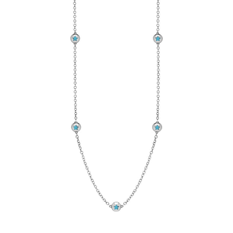 Sterling Silver Turquoise Star Link Disc Chain Necklace | British ...
